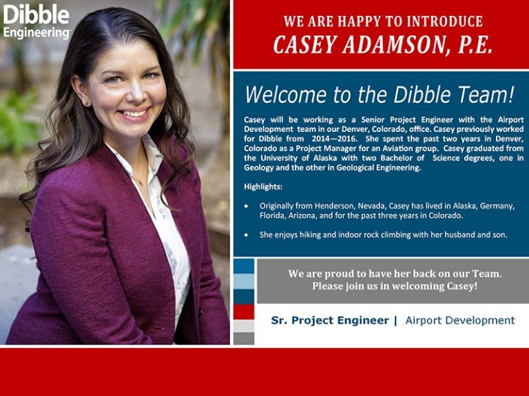Welcome Back Casey Adamson, PE! - Dibble