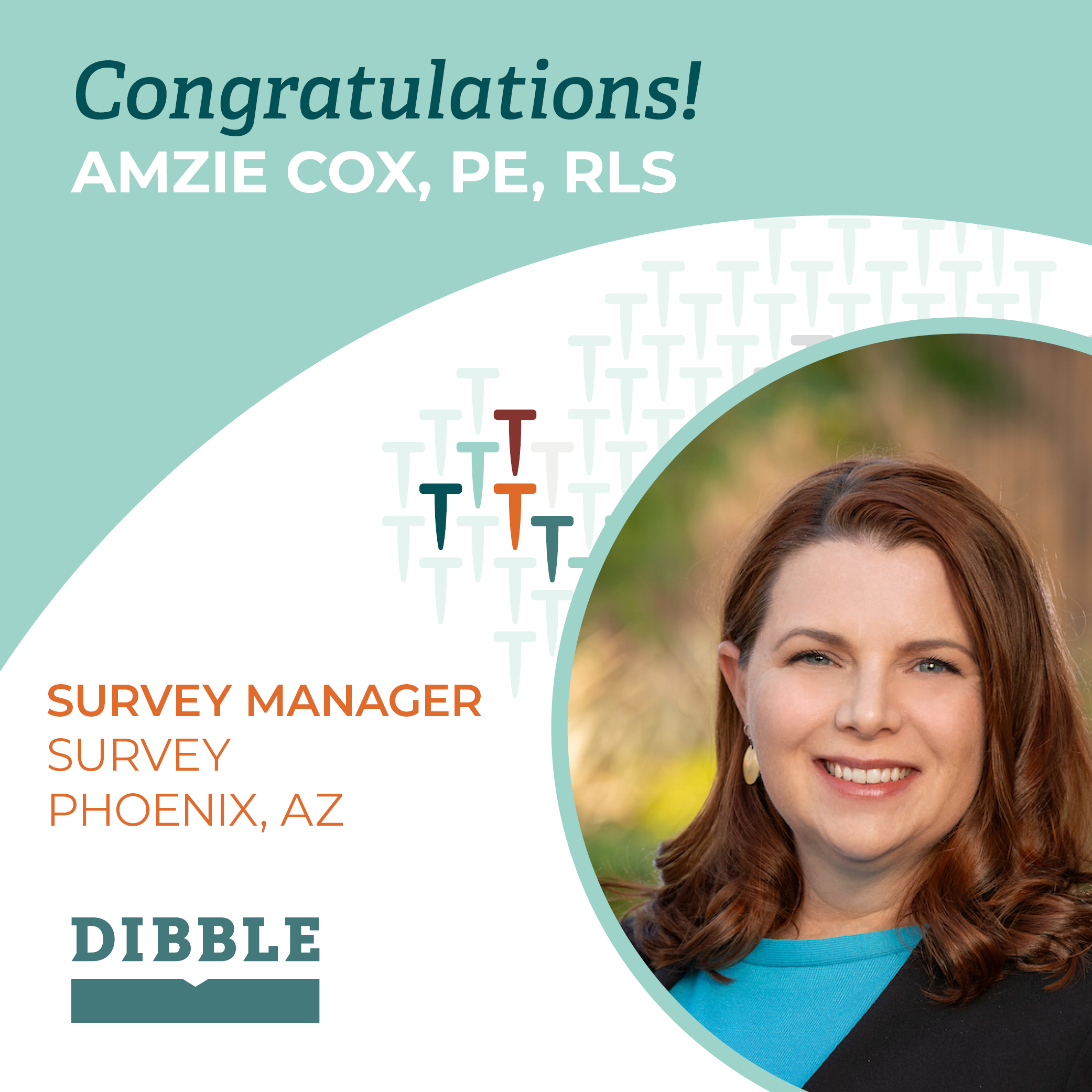 Congratulations to Amzie Cox, PE, RLS, on Her Promotion - Dibble